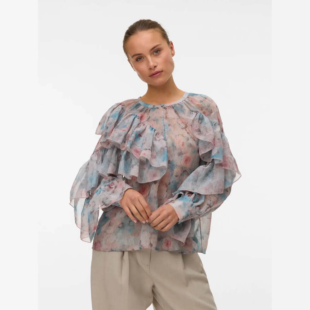 VMSABRINA LS ONECK FLOUNCE TOP | Trend House